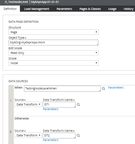 Context of When for a Node Level DataPage | Support Center