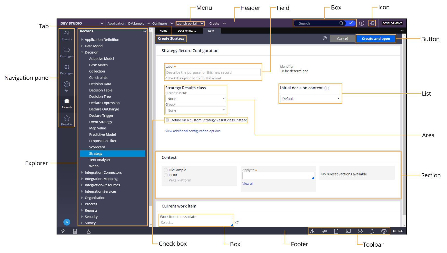 User interface element reference | Pega