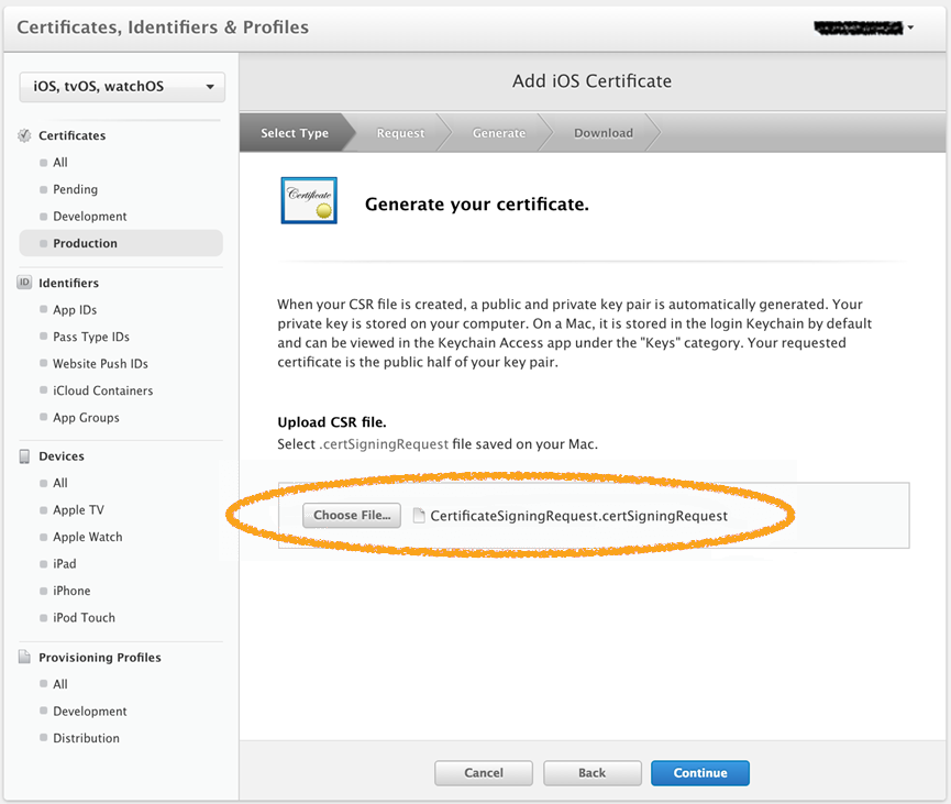 apple developer production certificate