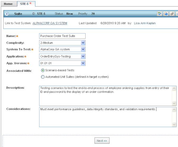 Defining scenarios and test suites for testing applications | Pega